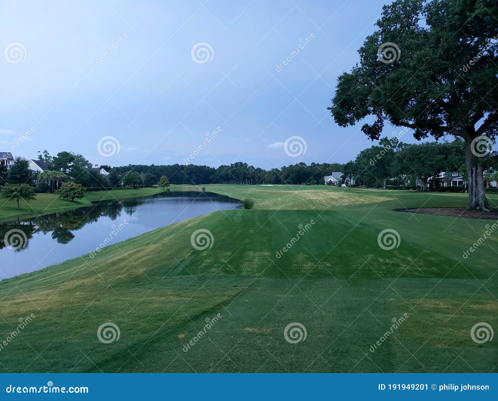 Golf Course at Dusk with Dark Sky Stock Image - Image of lagoon, dark ...