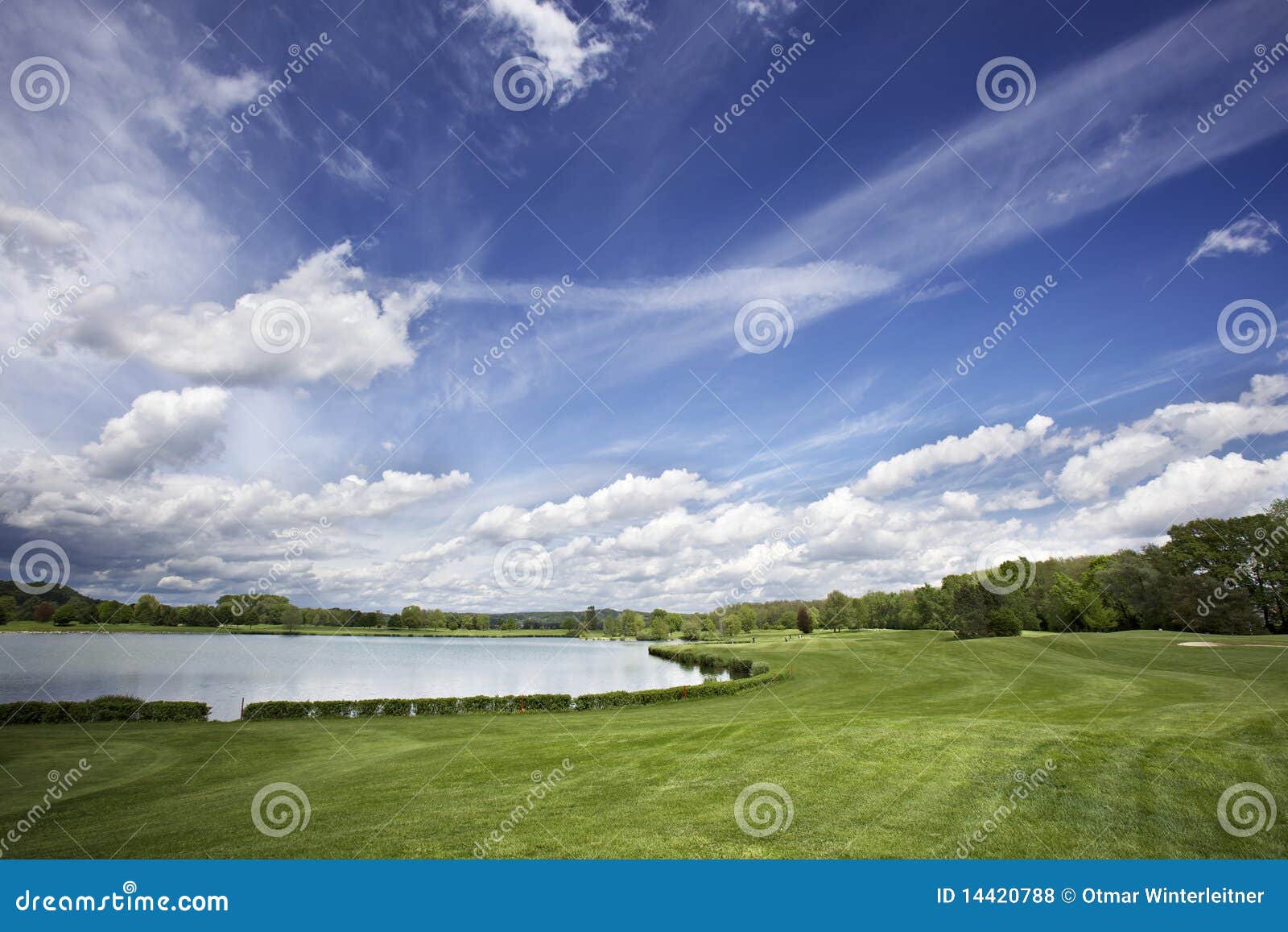 Golf Course Fairway and Fantastic Sky Stock Photo - Image of land ...