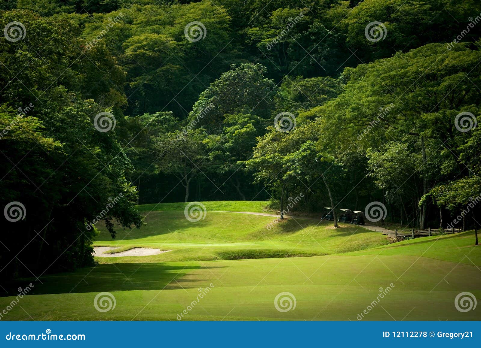 Golf Course Fairway at Tropical Resort Stock Photo - Image of cart ...