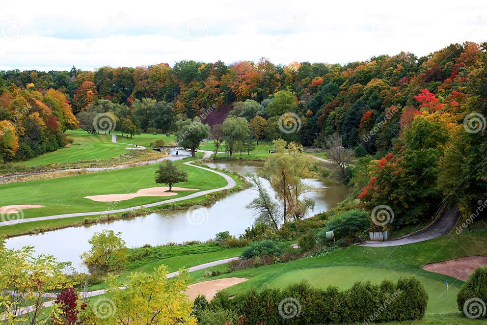 Golf Course in the Fall stock image. Image of colors - 16326503