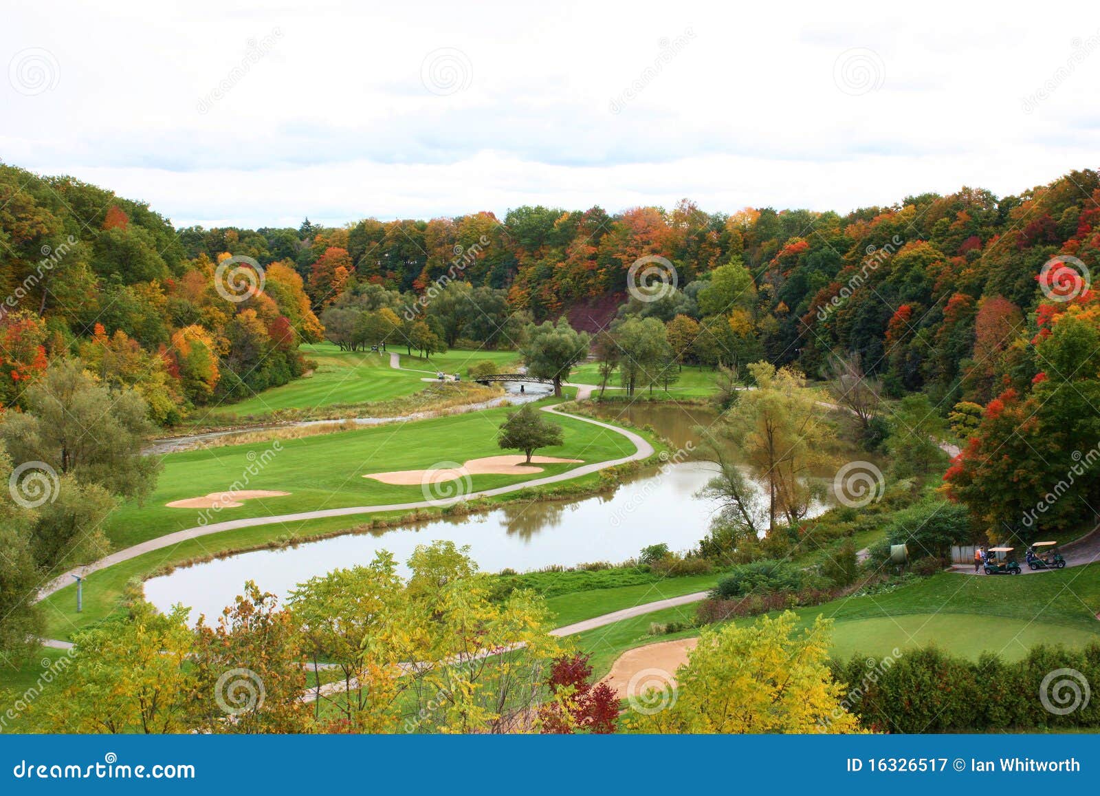 Golf Course in the Fall stock image. Image of color, leaves - 16326517