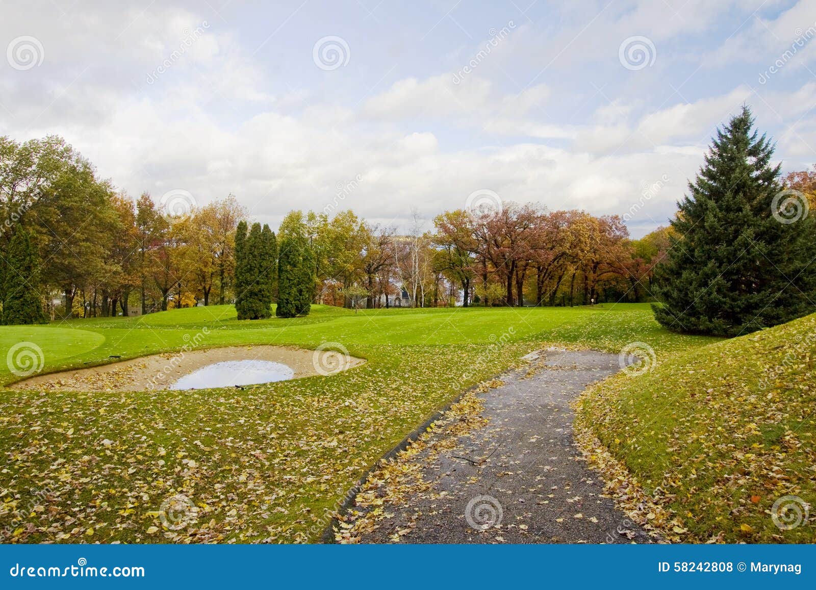 Golf course at fall stock photo. Image of foliage, fall - 58242808