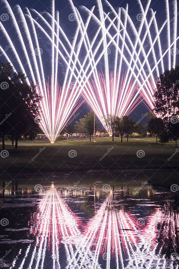 Golf Course Fireworks Display Stock Photo - Image of vivid ...
