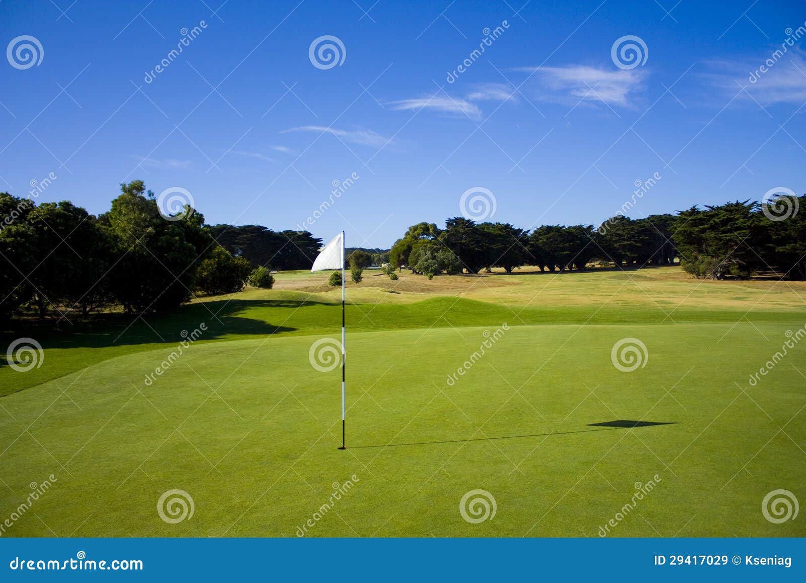 Golf course with a flag stock image. Image of games, horizontal - 29417029