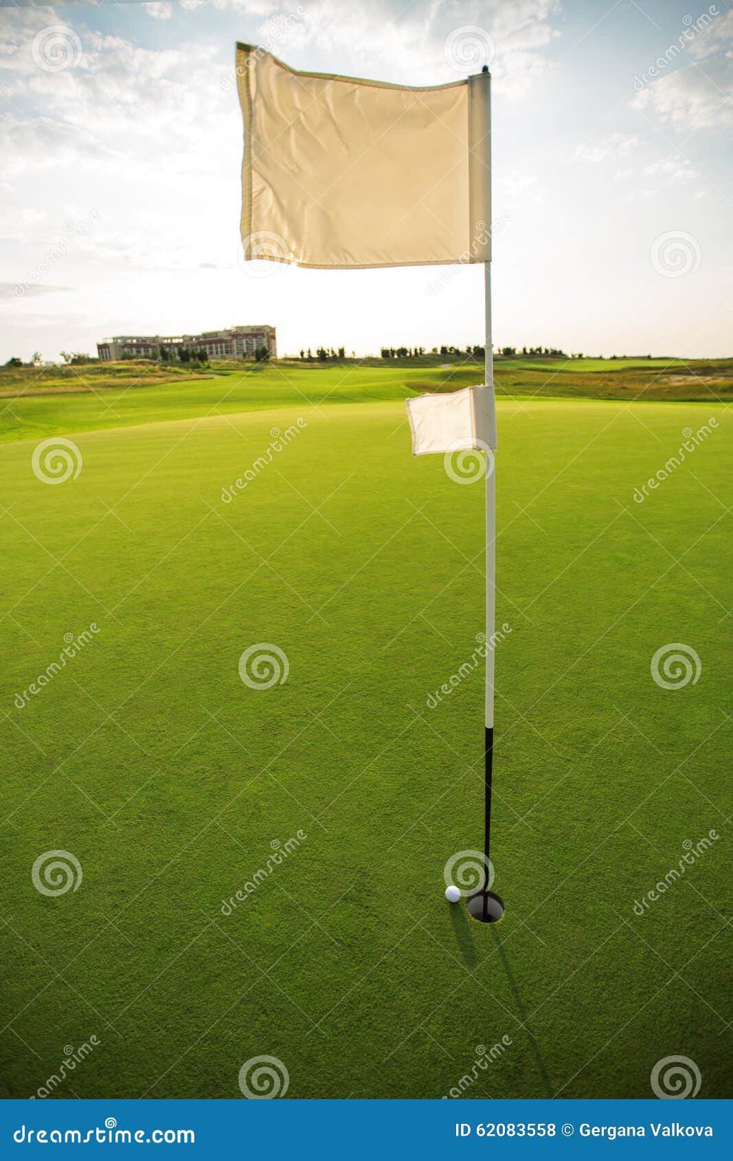 Golf Course and Flag on the Golf Course Stock Photo - Image of ...