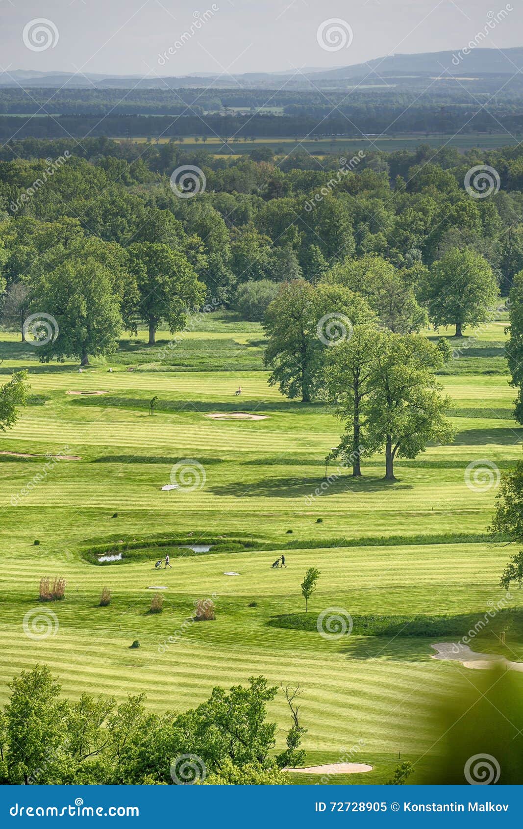 Golf Course with Gorgeous Green and Fantastic Mountain View Stock Image ...