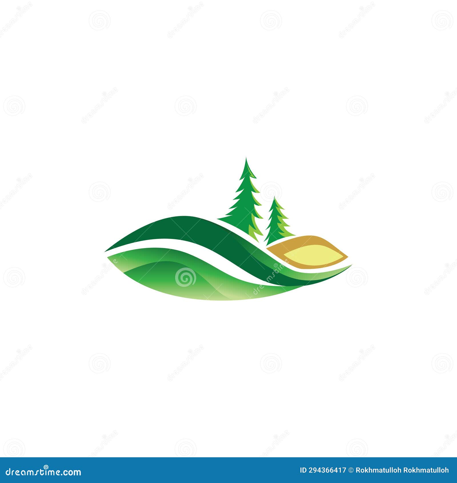 Golf Course Grassland Logo Illustration Vector Design Stock Vector ...
