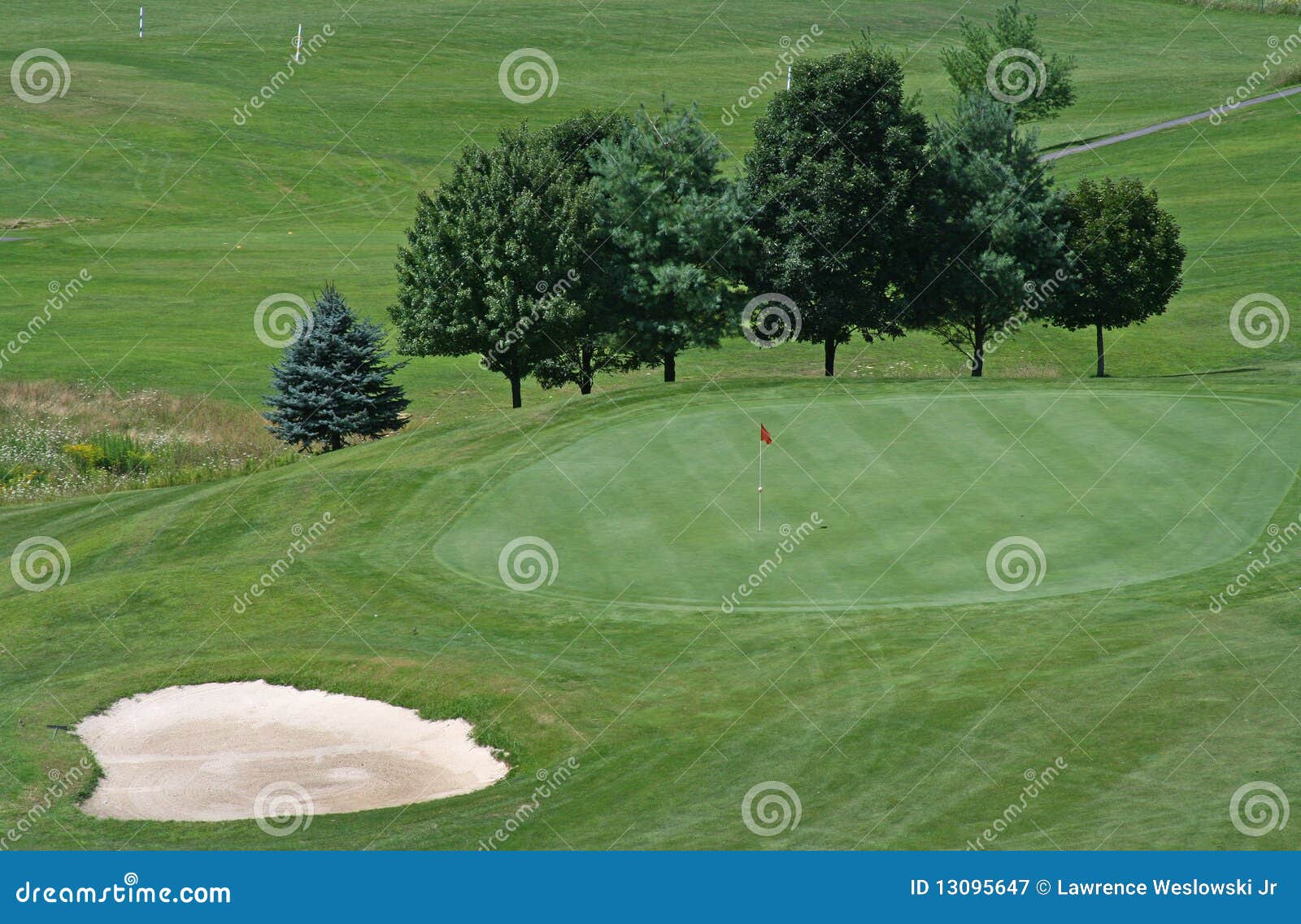 Golf Course Green with Bunker Stock Image - Image of outdoors, trap ...