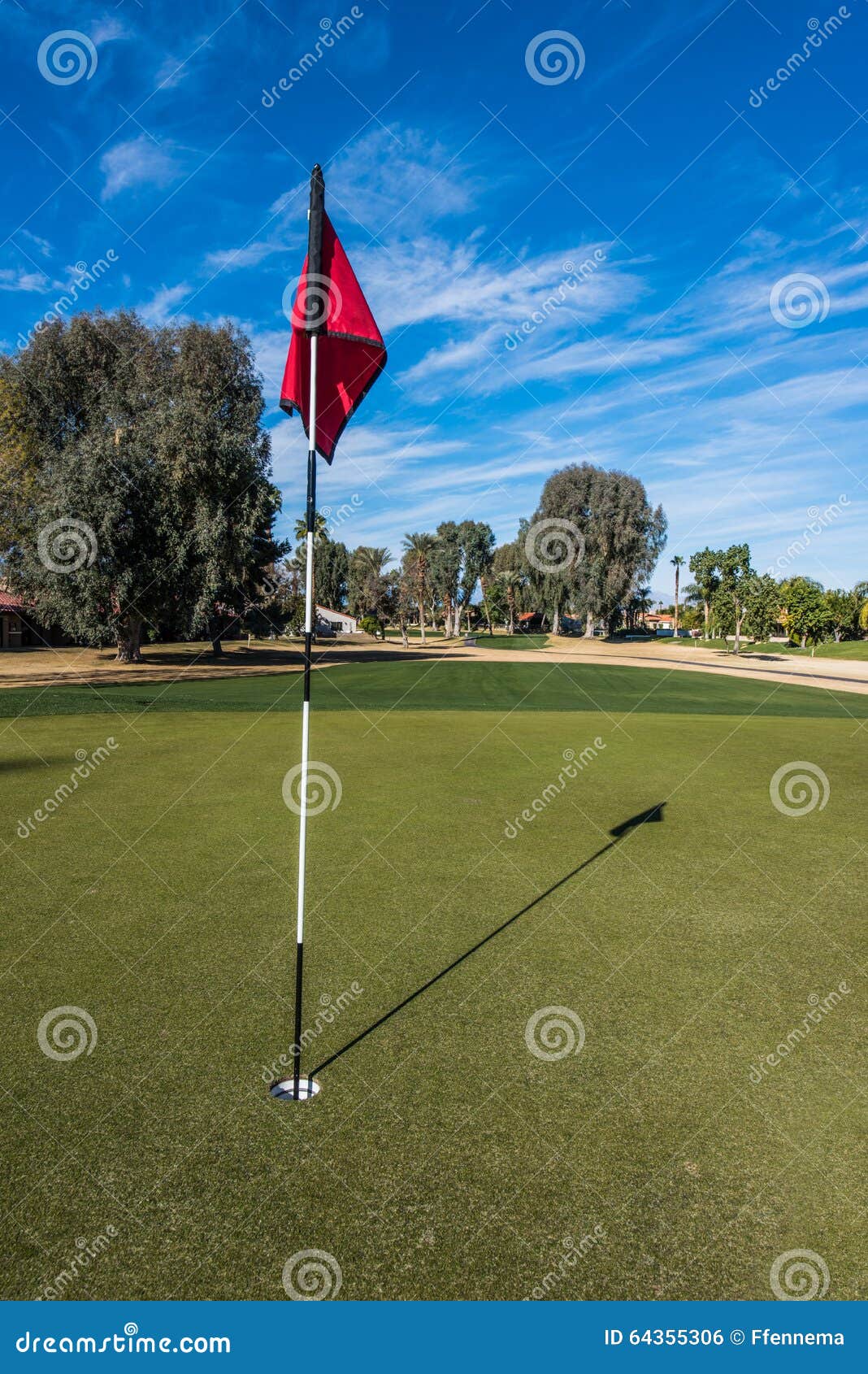Golf Course Green with Flag in Hole Stock Photo - Image of nature ...