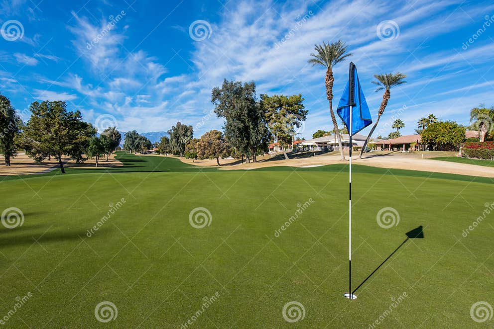 Golf Course Green with Flag in Hole Stock Image - Image of lawn, flag ...