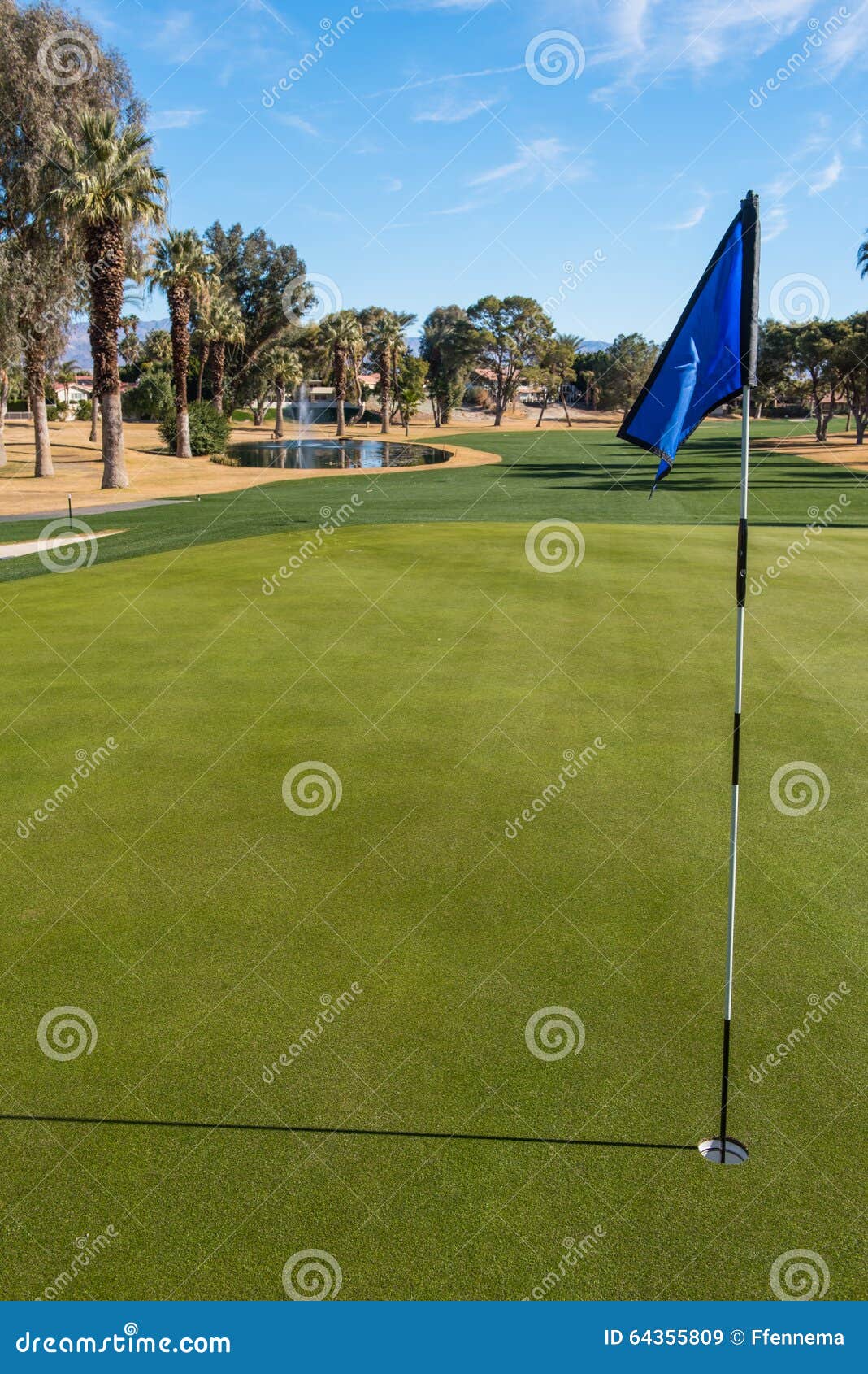 Golf Course Green with Flag in Hole Stock Image - Image of flag, play ...