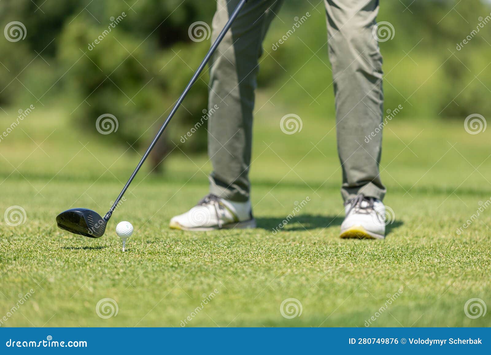 Golf Course Green. Golfer Hits the Ball with a Club Stock Photo - Image ...