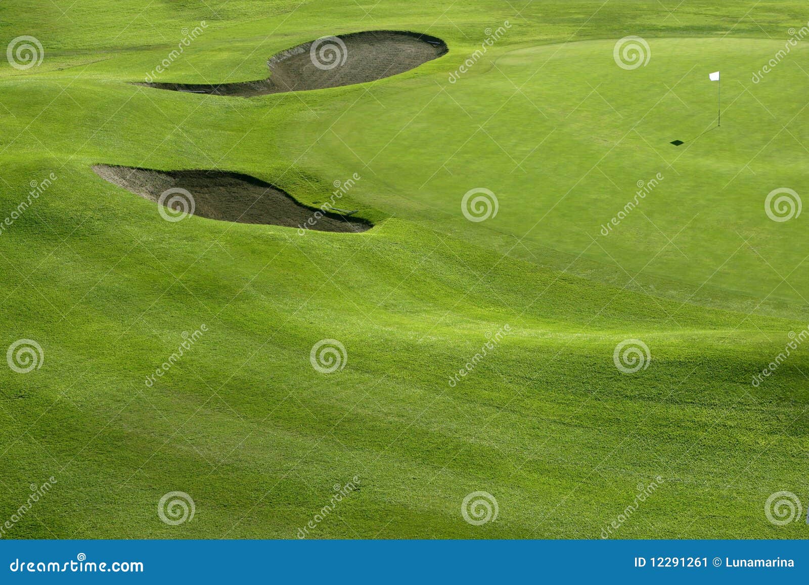 Golf Course Green Grass Hill Field with Holes Stock Image - Image of ...