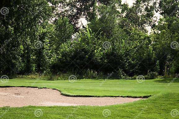 Golf Course with Green Grass and Trees in the Countryside Stock Photo ...
