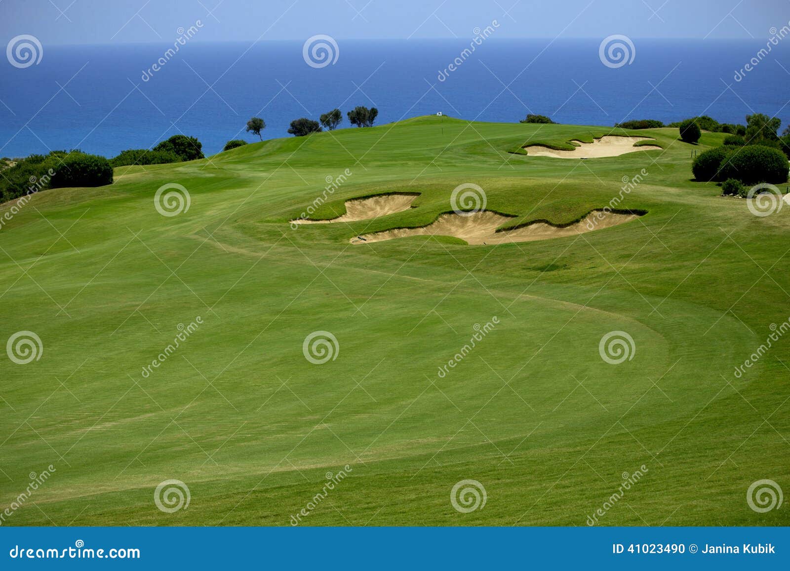 Golf Course on Green Ocean Shore Stock Photo - Image of clouds, heaven ...