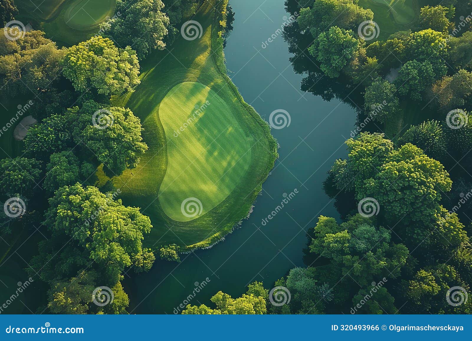Golf Course with a Green Golf Course and Water Stock Illustration ...
