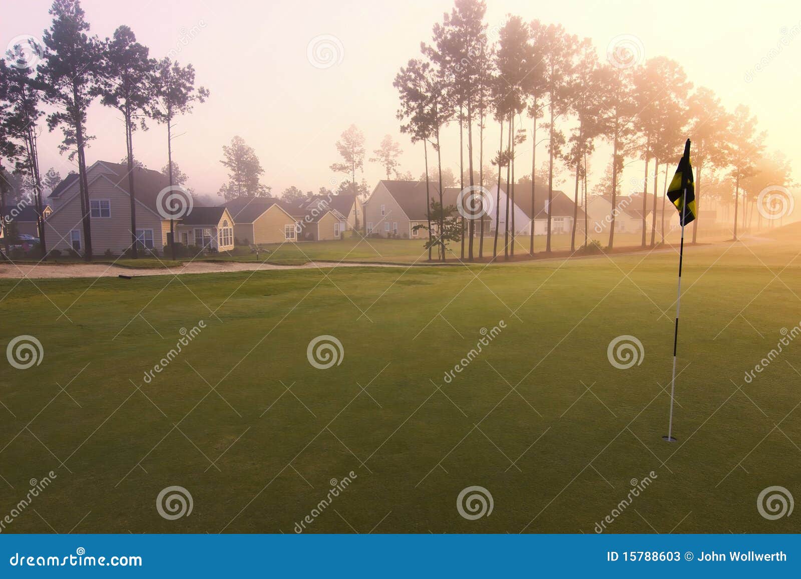 Golf Course and Homes at Dawn Stock Image - Image of lush, active: 15788603