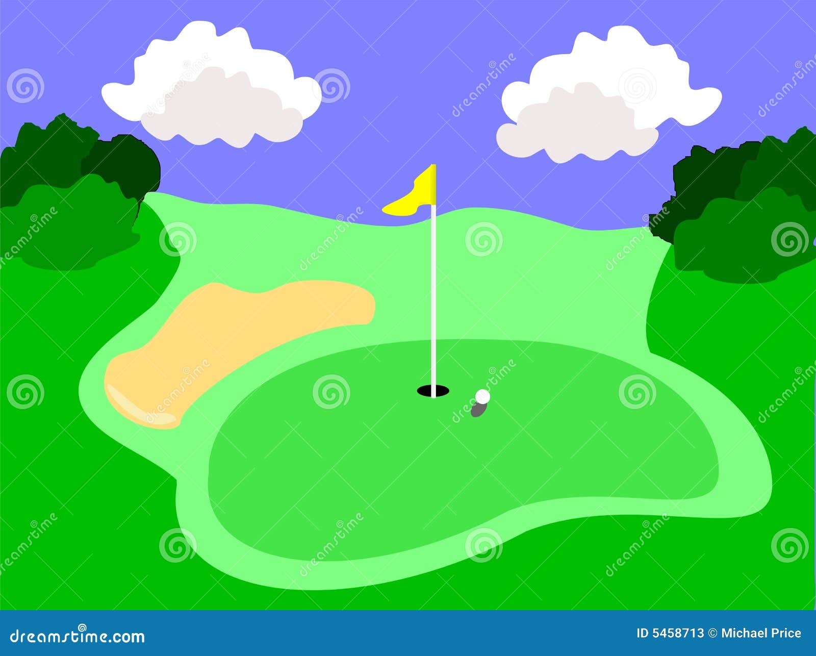 Golf Course Illustration stock vector. Illustration of green - 5458713