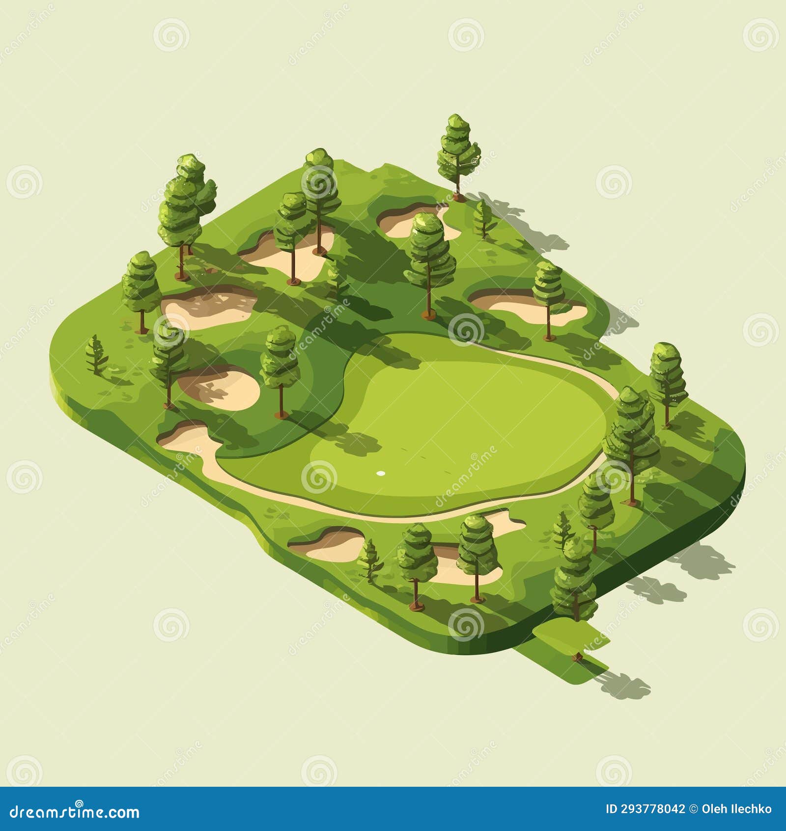 Golf Course Isometric Vector Flat Minimalistic Isolated Illustration ...