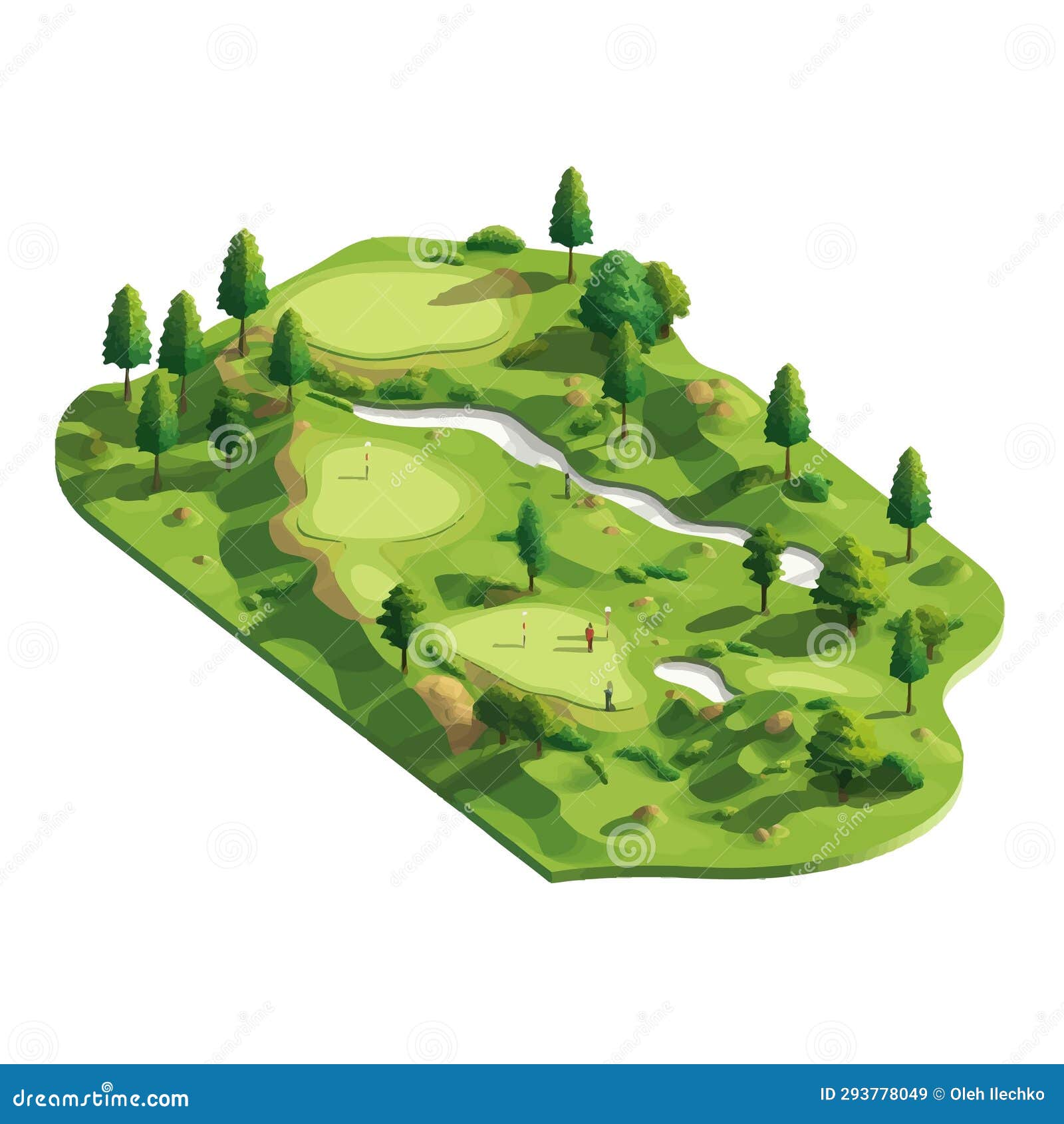 Golf Course Isometric Vector Flat Minimalistic Isolated Illustration ...