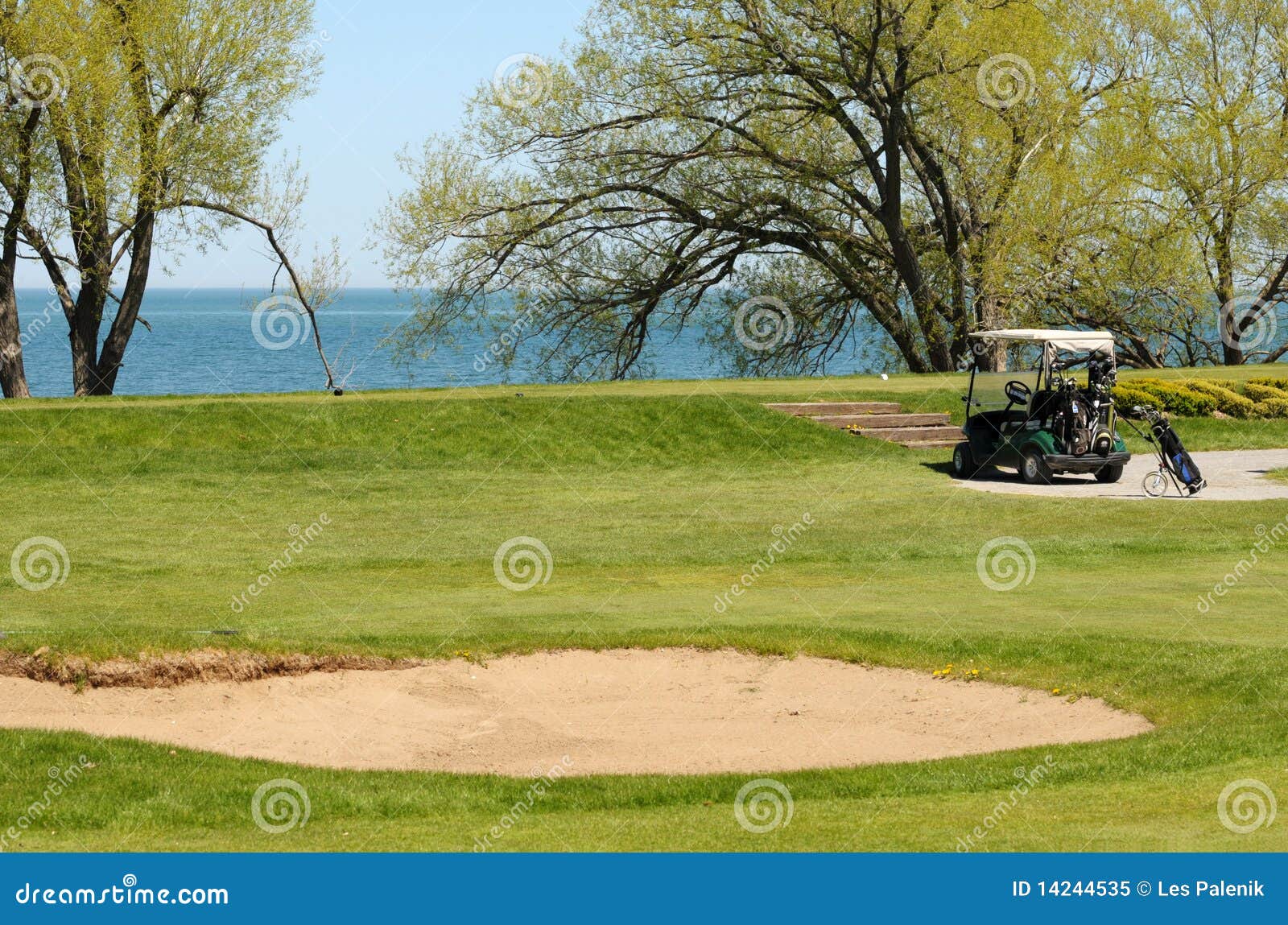 Golf course on lake stock image. Image of game, lake - 14244535