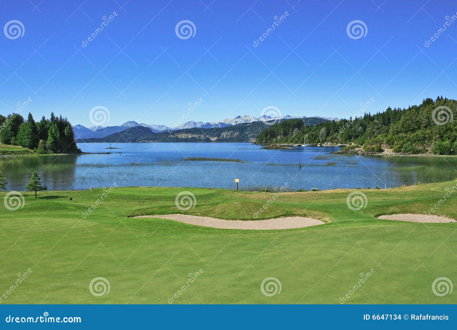 Golf course by lake stock photo. Image of landscape, outdoors - 6647134