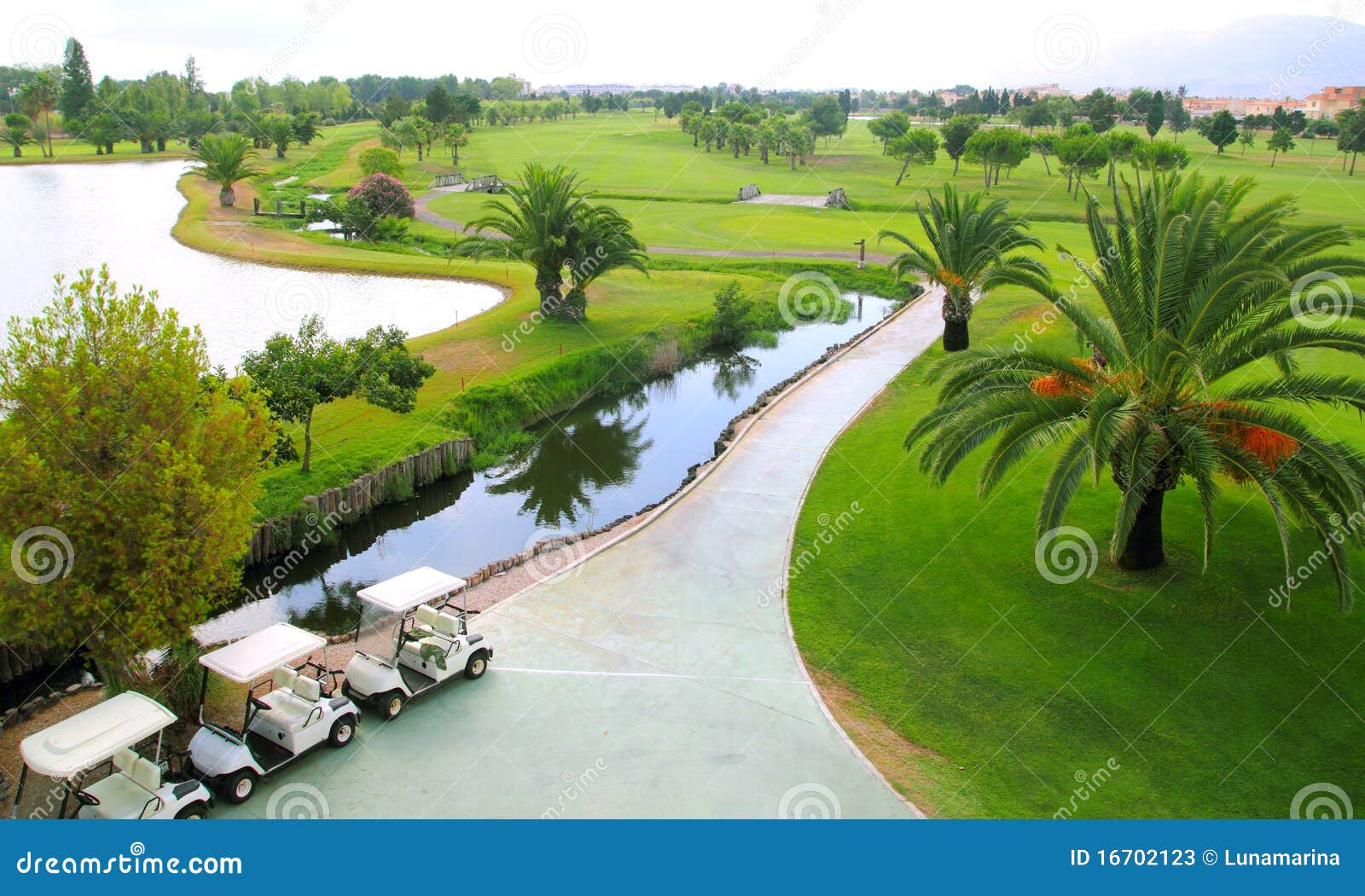 Golf Course Lakes Palm Trees Aerial View Stock Image - Image of lake ...