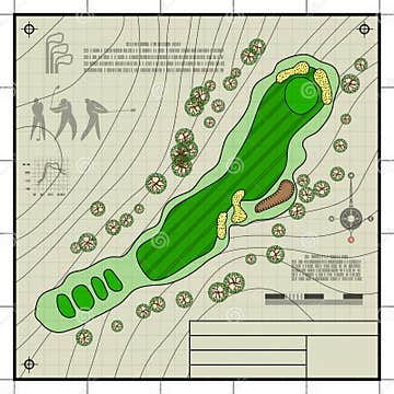 Golf Course Layout Blueprint Drawing Stock Vector - Illustration of ...