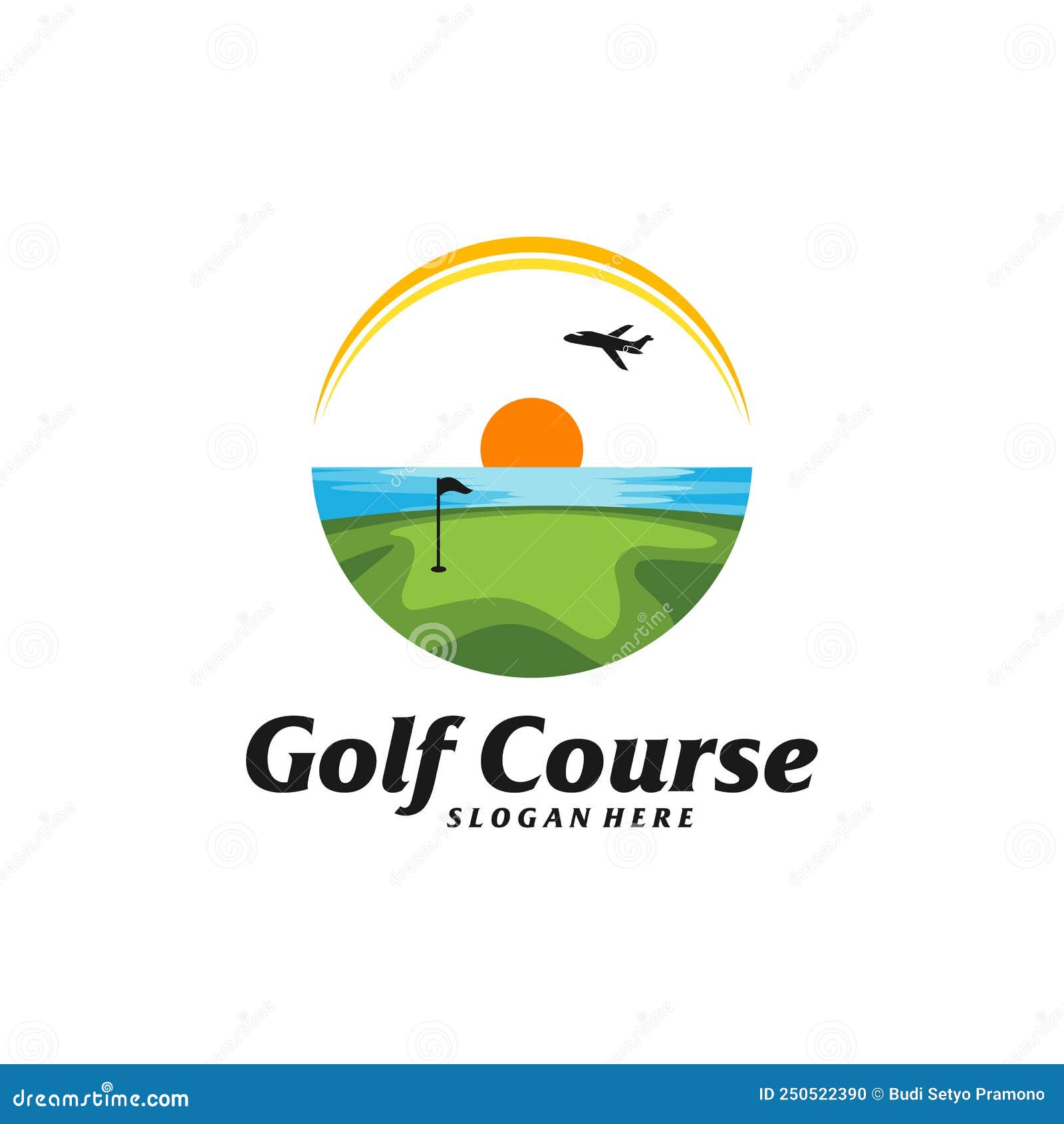 Golf Course Logo Design Template. Golf Course Logo Concept Vector Stock ...