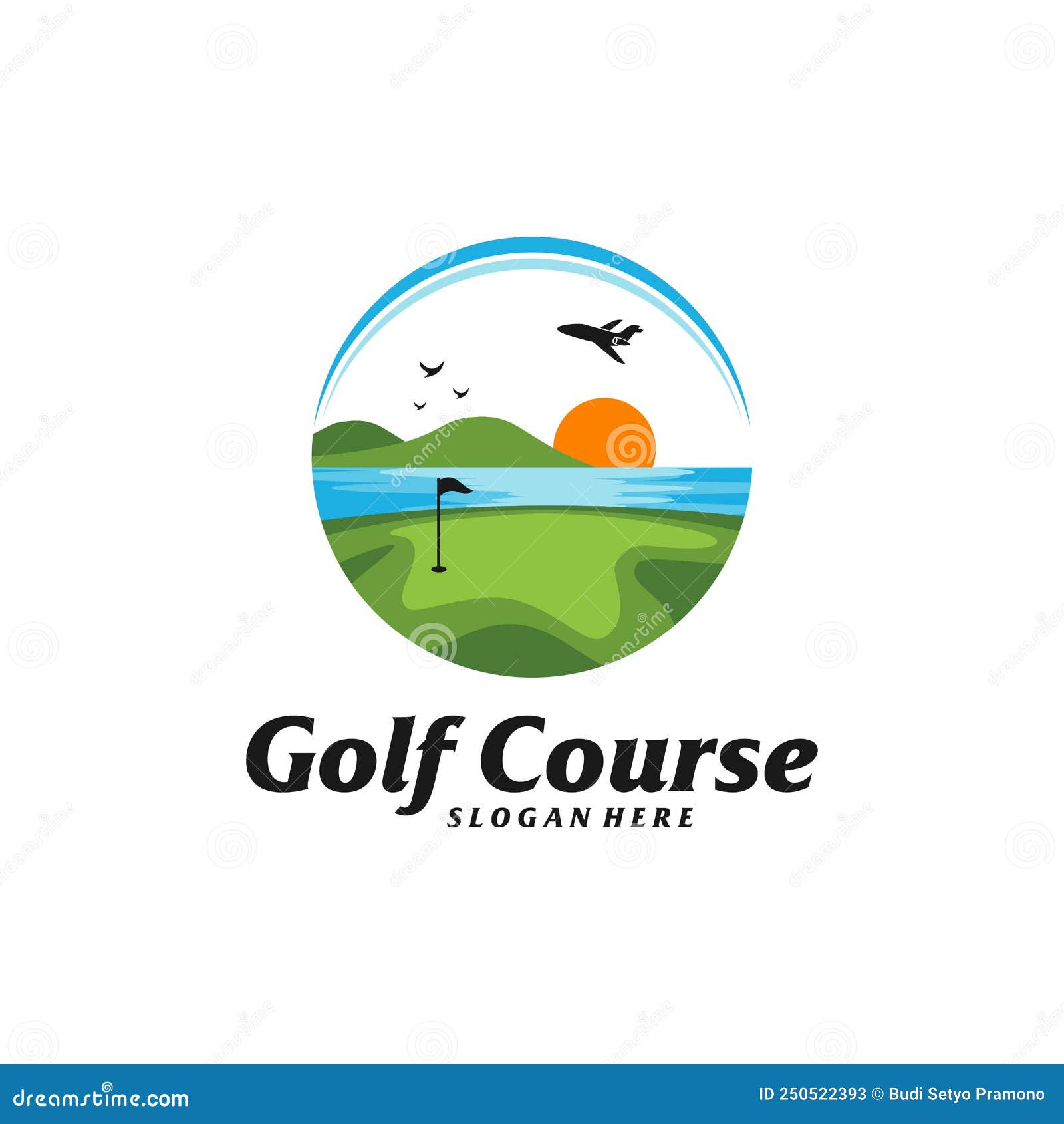 Golf Course Logo Design Template. Golf Course Logo Concept Vector Stock ...