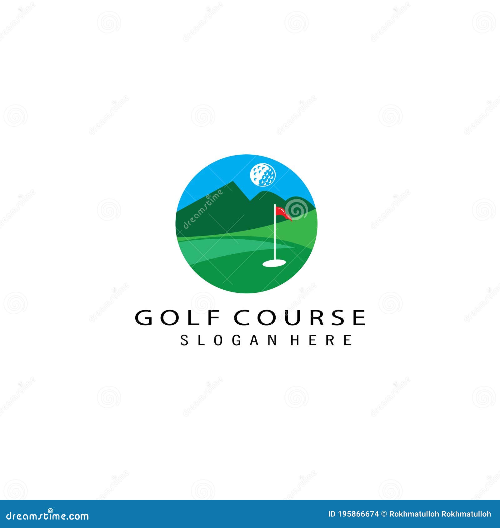 Golf Course Logo Illustration Nature Landscape Vector Color Design ...