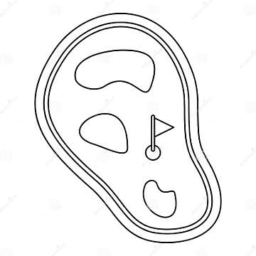 Golf Course Map Icon, Outline Style Stock Vector - Illustration of goal ...