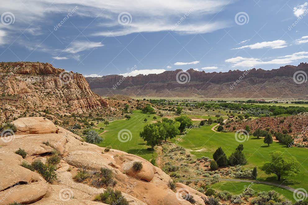 Golf Course in Moab Utah stock photo. Image of golf, trees - 16946476