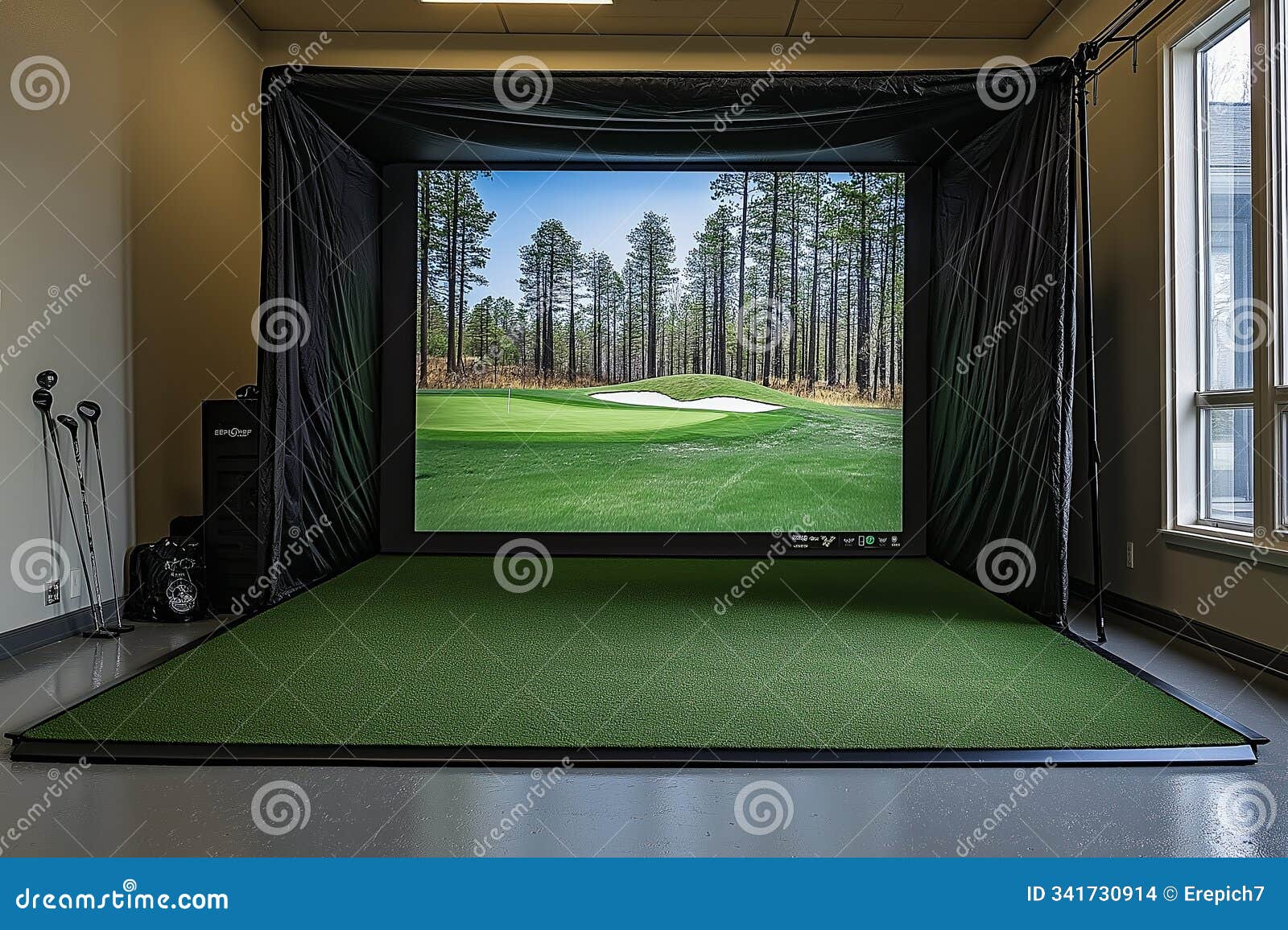 Indoor Golf Simulator Equipped with Realistic Course Graphics for True ...