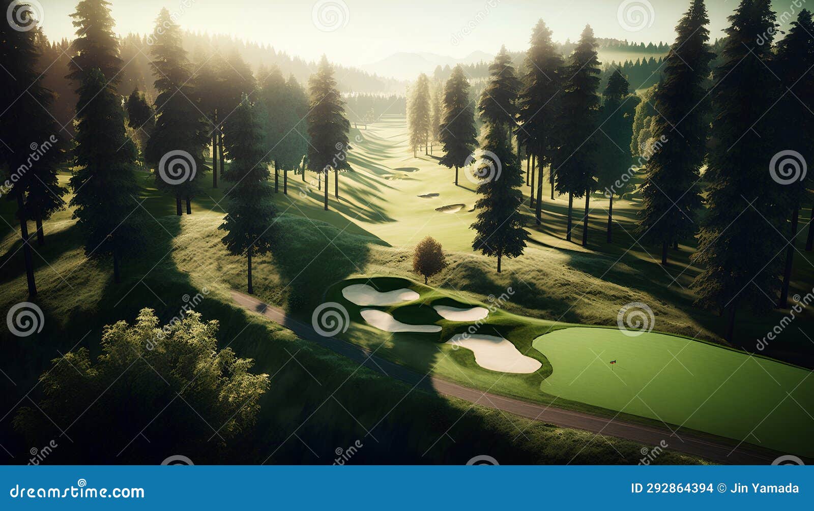 Golf Course in the Mountains. 3d Render Stock Illustration ...