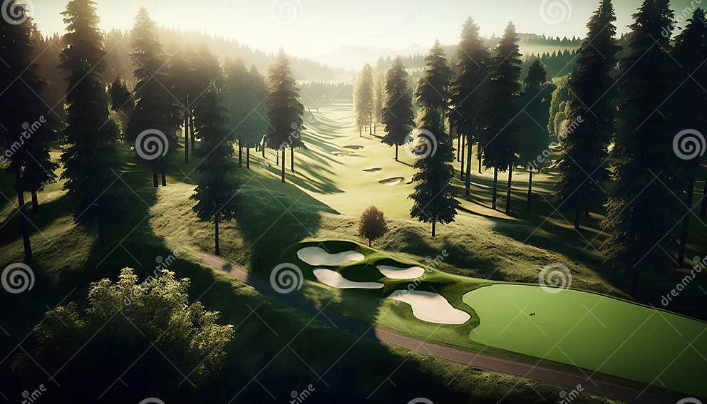 Golf Course in the Mountains. 3d Render Stock Illustration ...