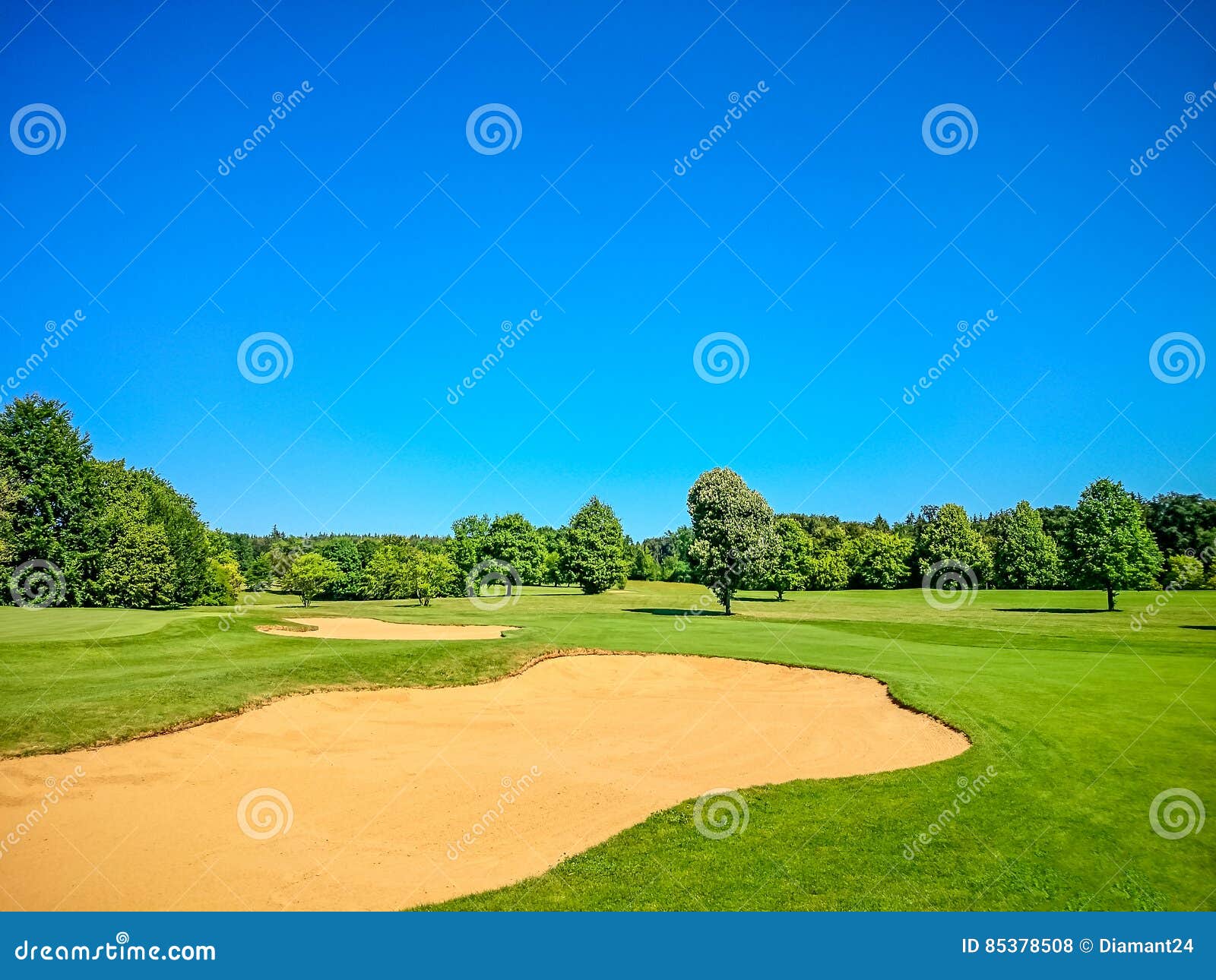 Golf Course, Natural Green Meadow, Blue Sky Stock Photo - Image of ...