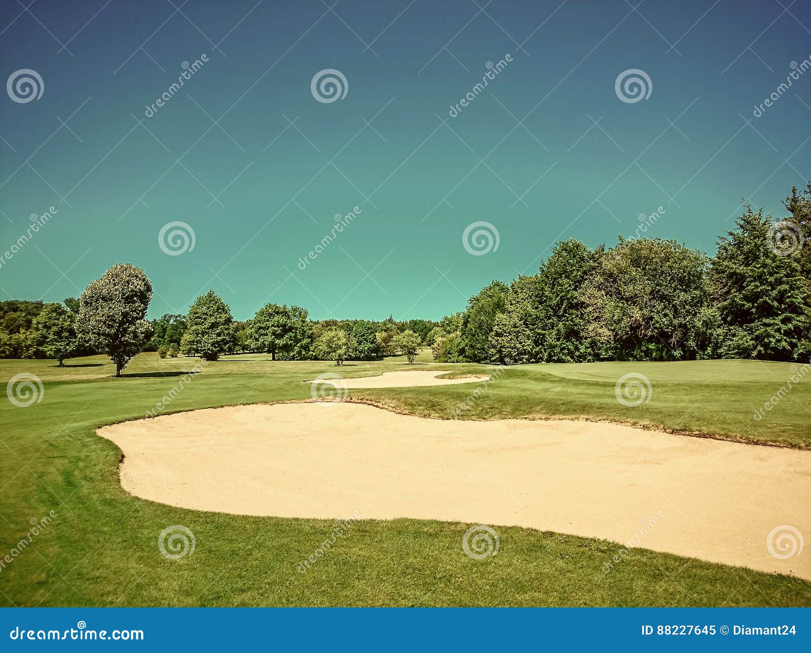 Golf Course, Natural Green Meadow, Blue Sky Stock Image - Image of lawn ...