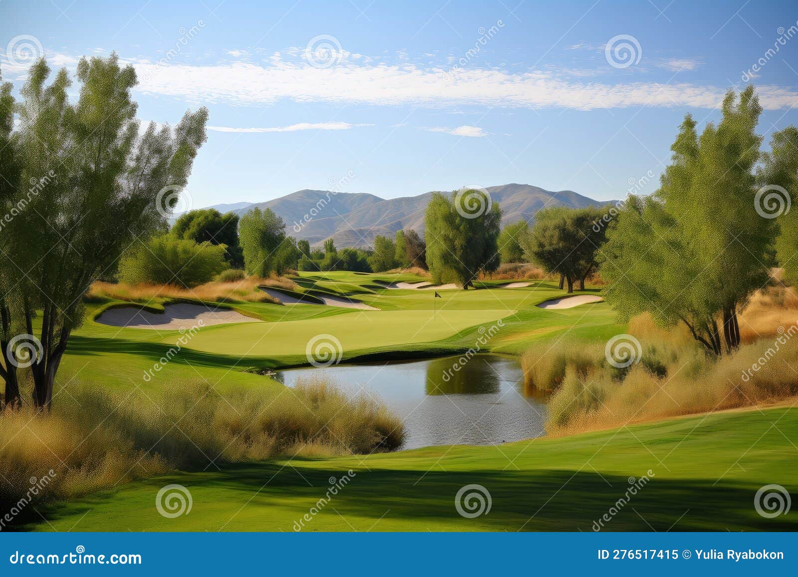 Golf Course Nature Lake. Generate Ai Stock Illustration - Illustration ...