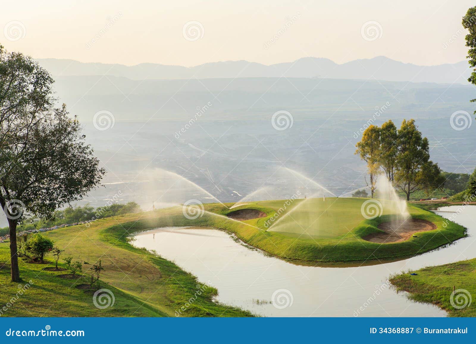 Golf Course in Open Pit stock image. Image of water, cloudy - 34368887
