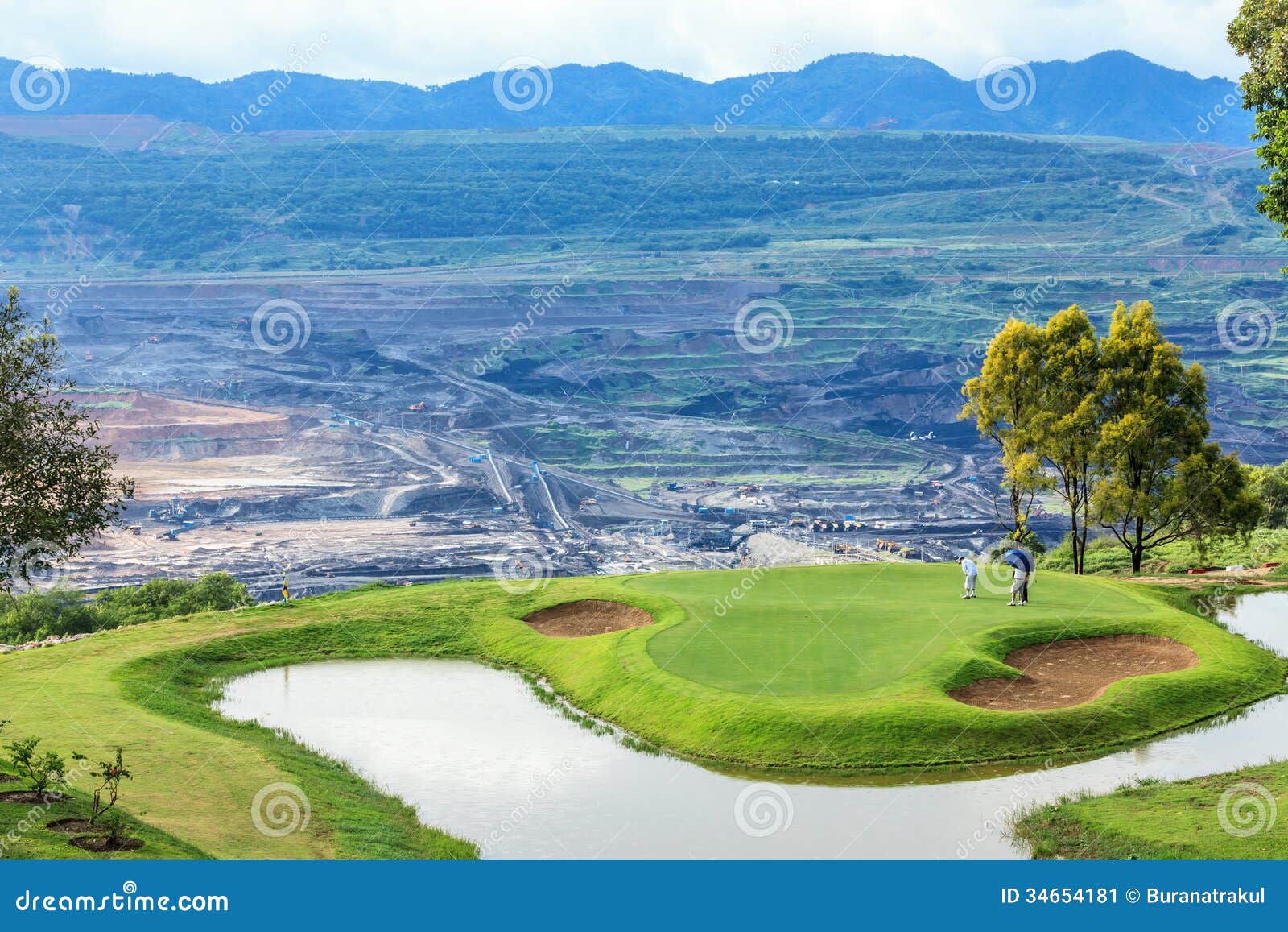 Golf Course in Open Pit stock image. Image of green, irrigation - 34654181