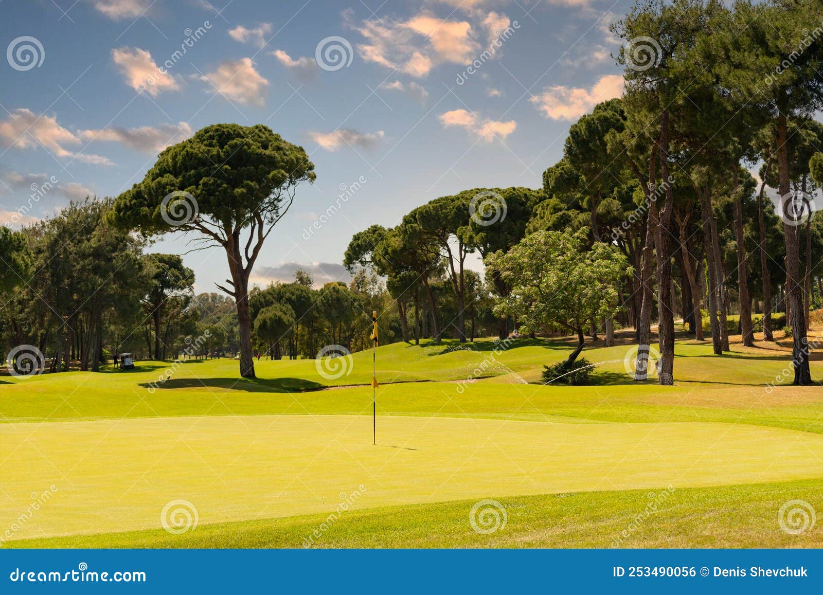 Golf Course Panorama with Beautiful Sky. Landscape View of Golf Course ...