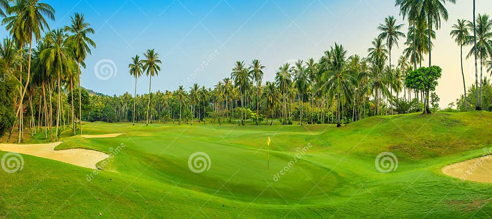 Golf course panorama stock photo. Image of outside, palm - 51672000