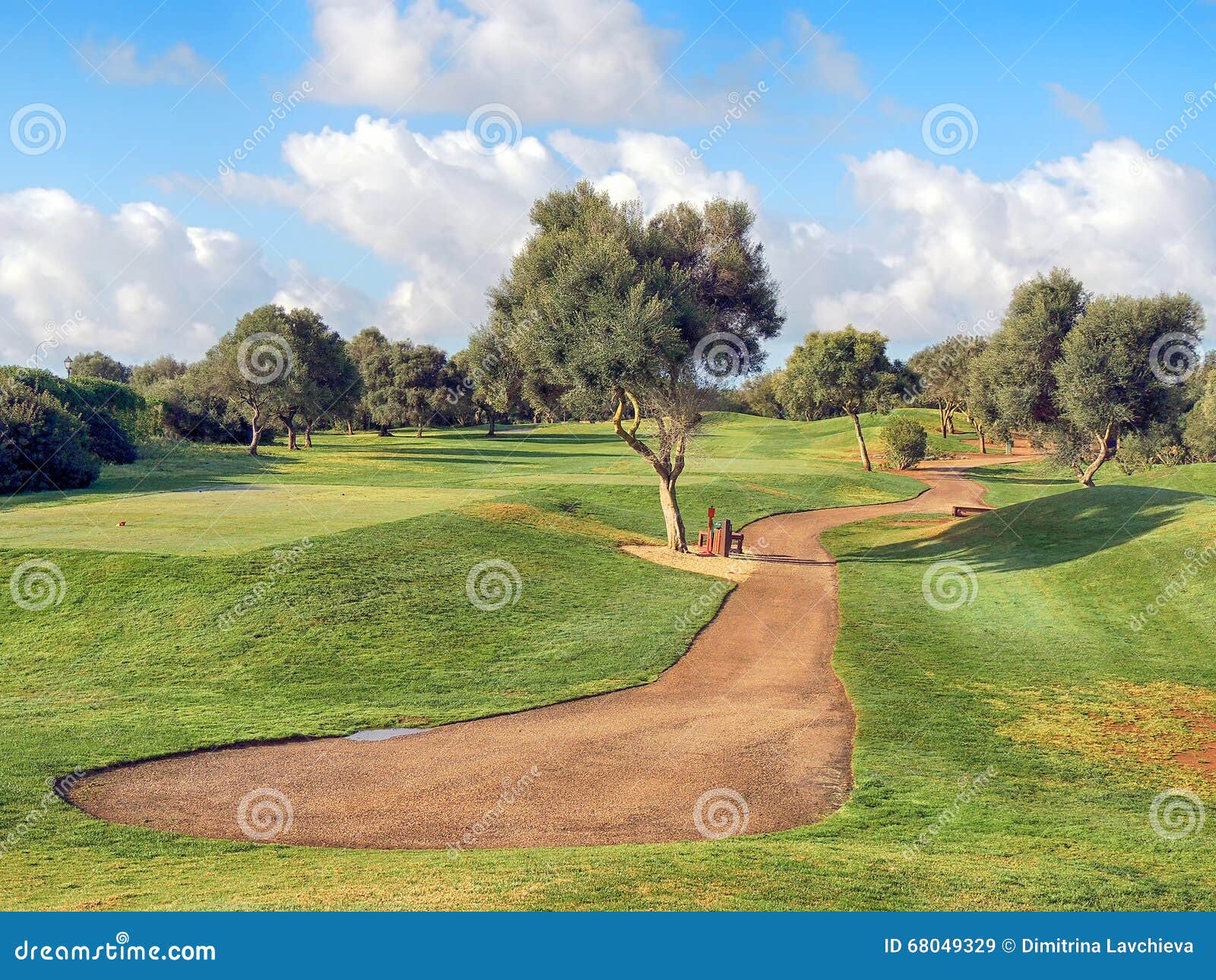 Golf Course Panorama stock image. Image of mower, background - 68049329