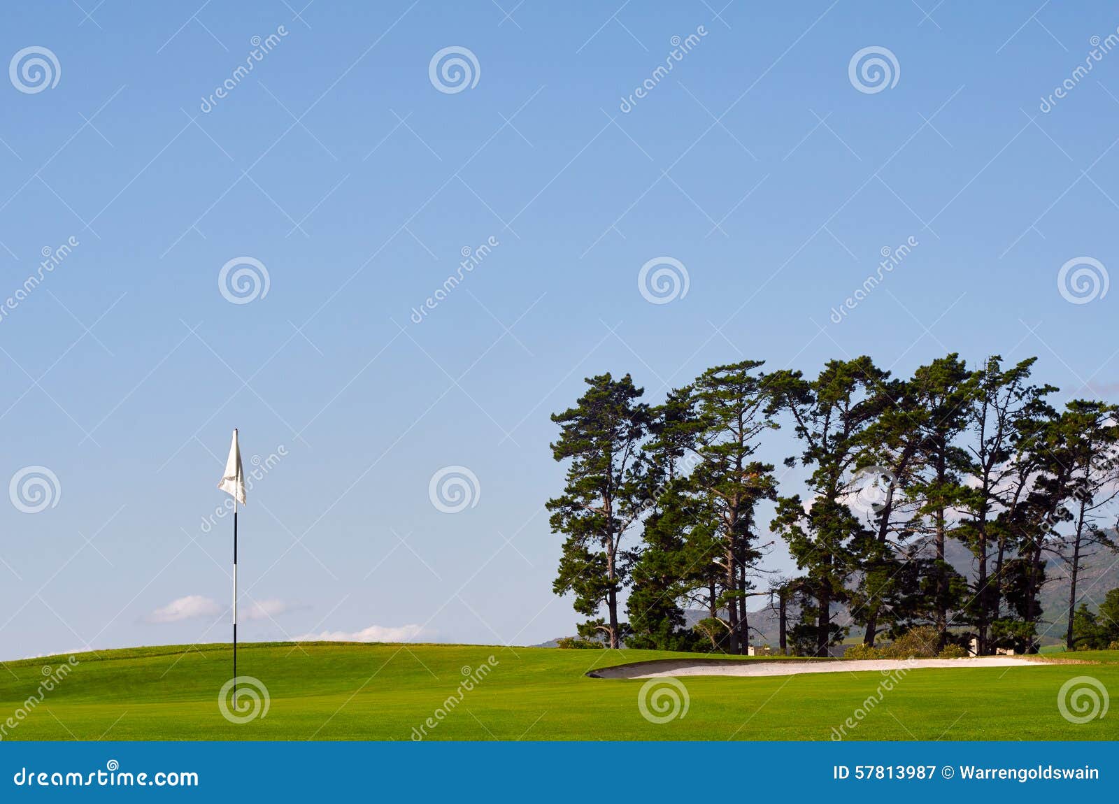Golf course pin stock image. Image of copy, flag, bunker - 57813987