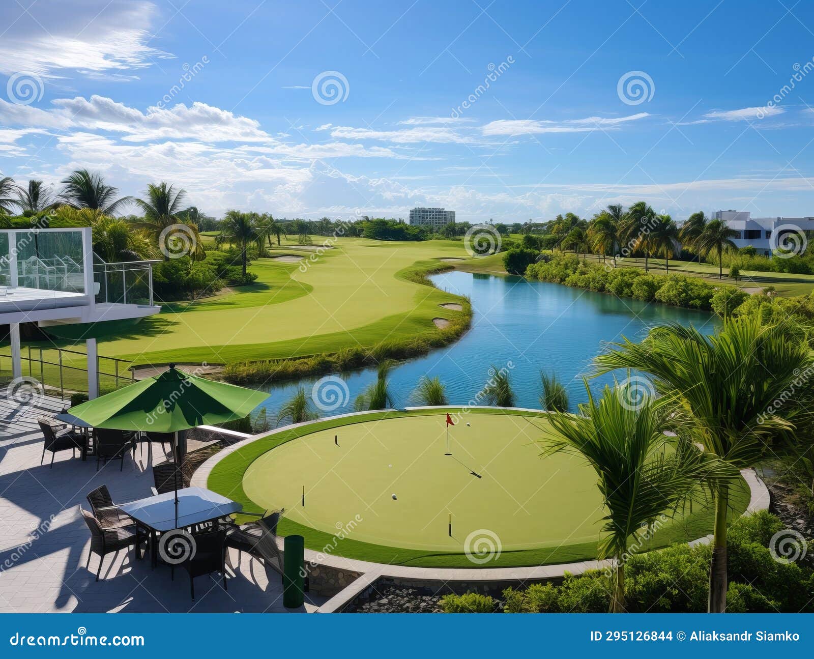 A Golf Course with River and Golf Course Stock Photo - Image of summer ...
