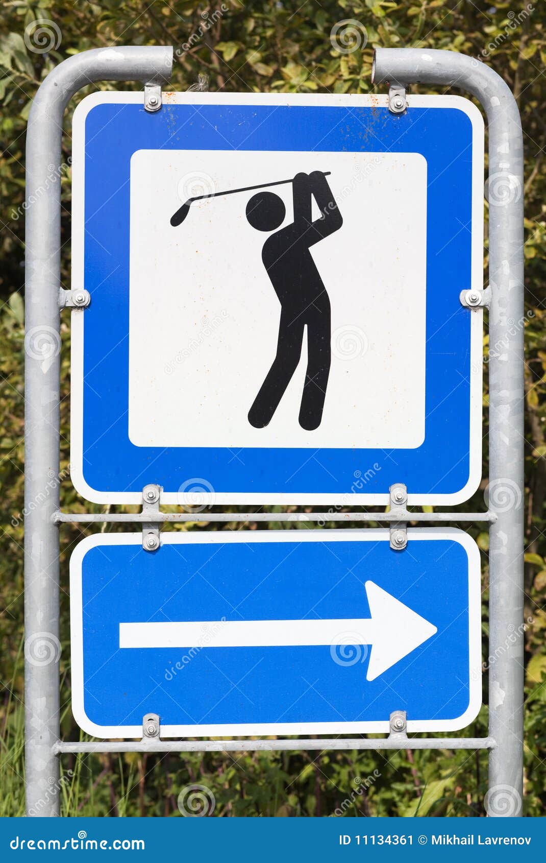 Golf course road sign stock image. Image of metal, road - 11134361