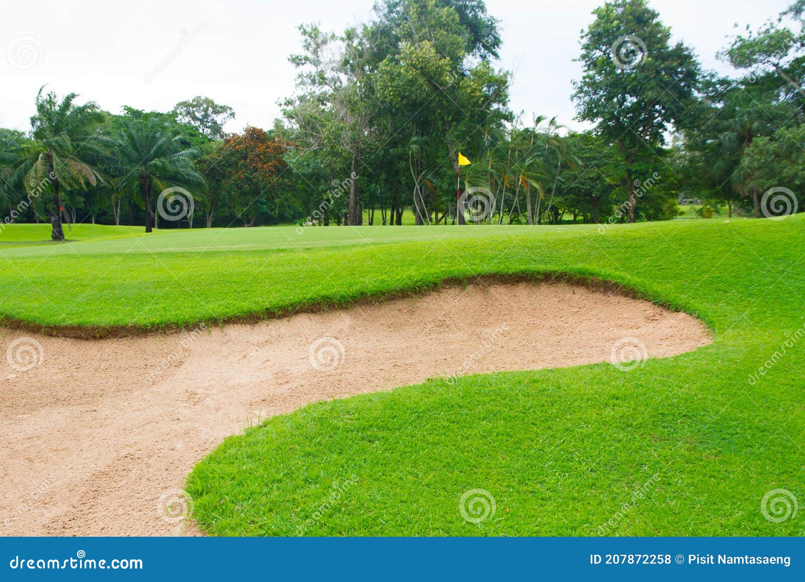 Golf Course with Sand Bunker Stock Photo - Image of park, competition ...
