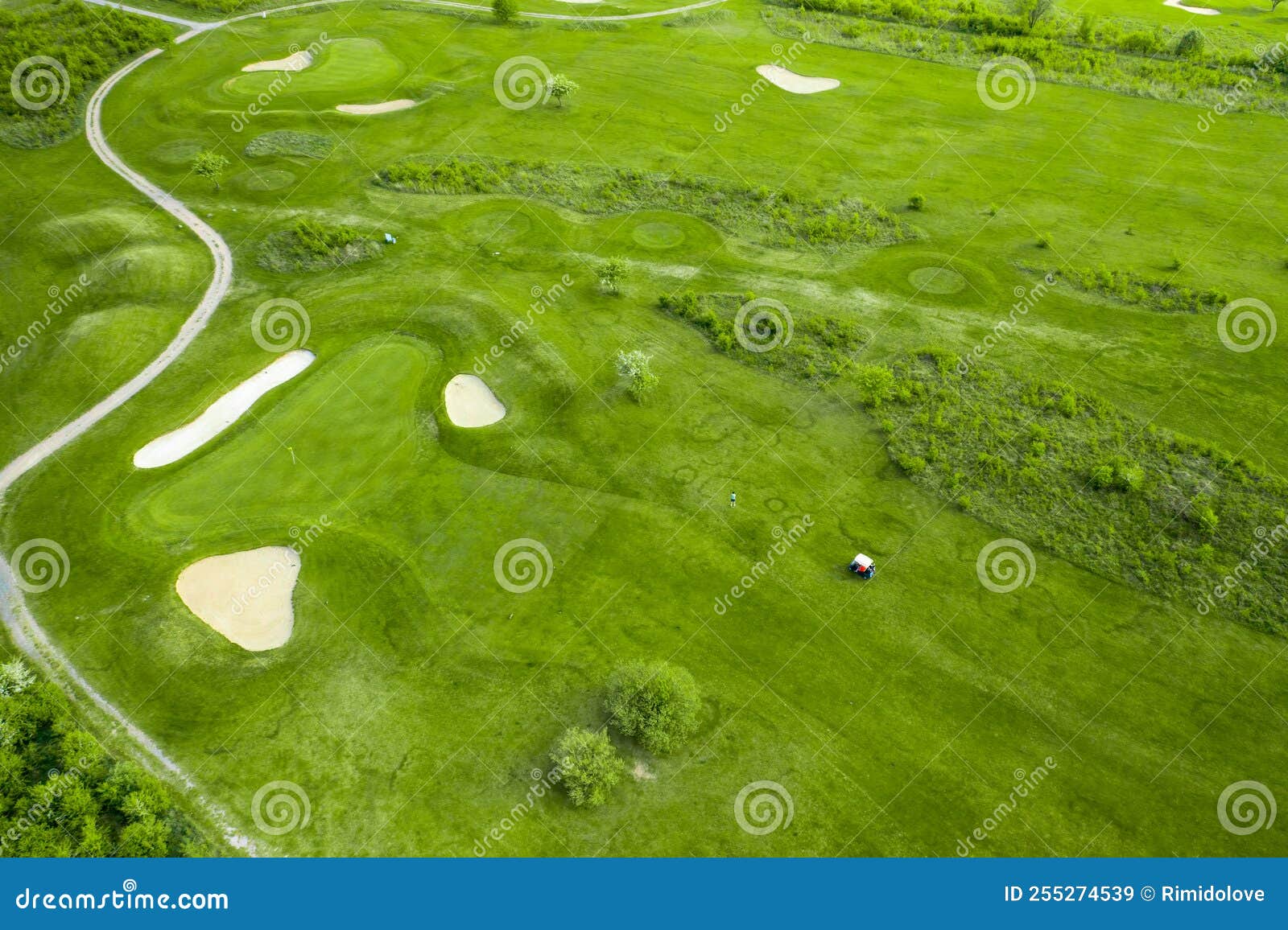 Golf Course with Sand Bunker and Green Grass, Aerial View Stock Image ...