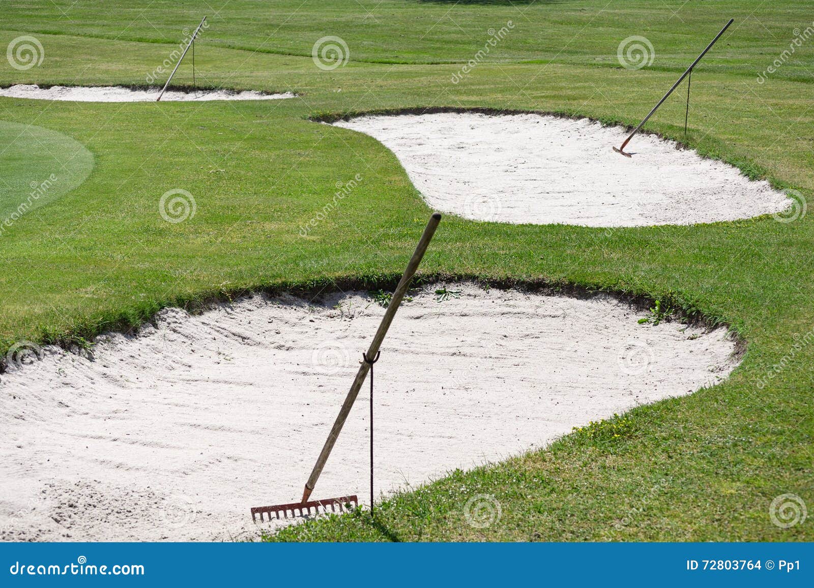 Golf Course Sand Bunker Rake Stock Photo - Image of three, maintenance ...